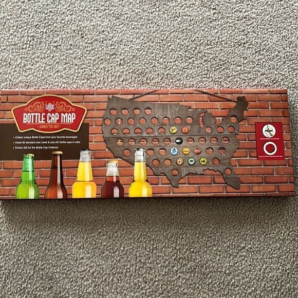 No Brand | Accents | Wooden Bottlecap United States Map With Ropehanger ...